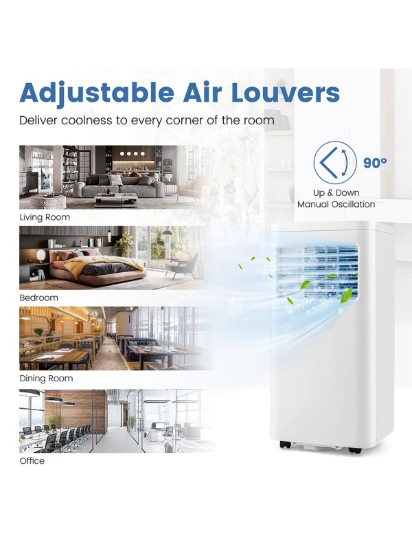 Costway 5000 BTU (8000 BTU ASHRAE) Portable Air Conditioner 3-in-1 AC Unit With Cool Dehum Fan ...