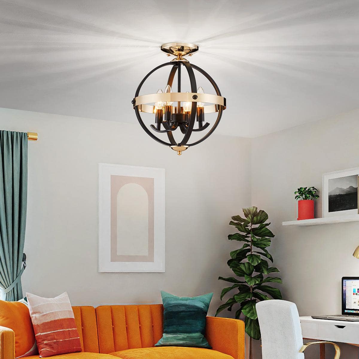 AGV LIGHTING CL029 Rustic Ceiling Light, Close to Ceiling Light, Rustic ...