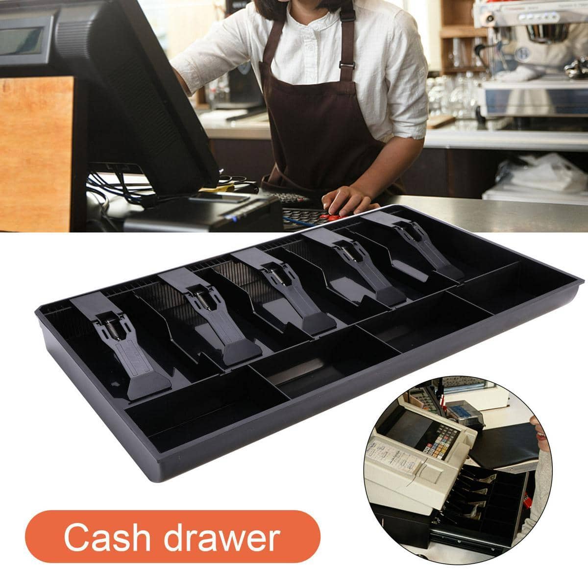 Cash Drawer Insert Tray 5 Grids Store ABS Free Take Market Storage Coin ...