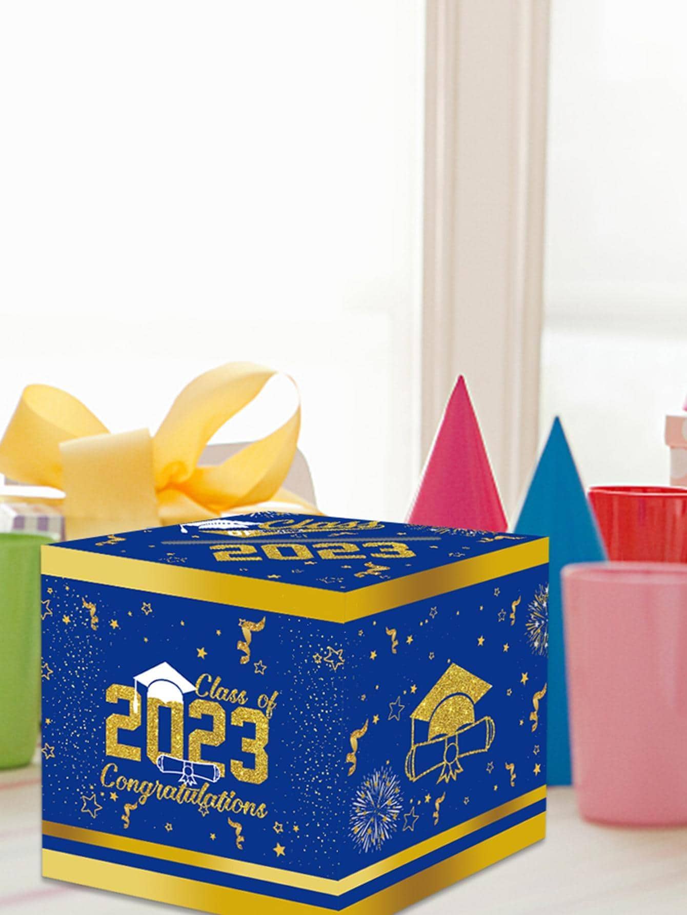 1pc Letter Graphic Ballot Box, Blue Paper Party Scene Layout Prop For ...