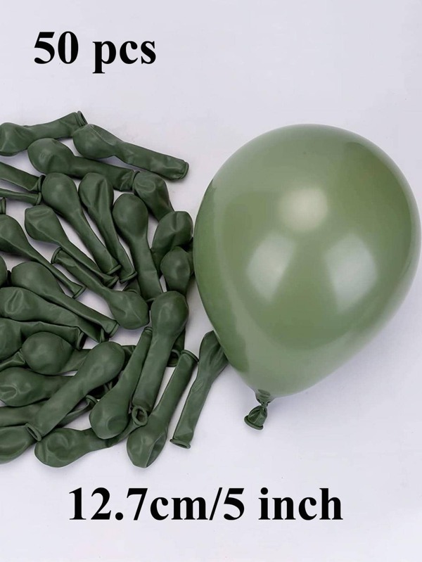 50pcs Solid Color Decorative Balloon, 5 Inch Olive Green Latex Balloon ...