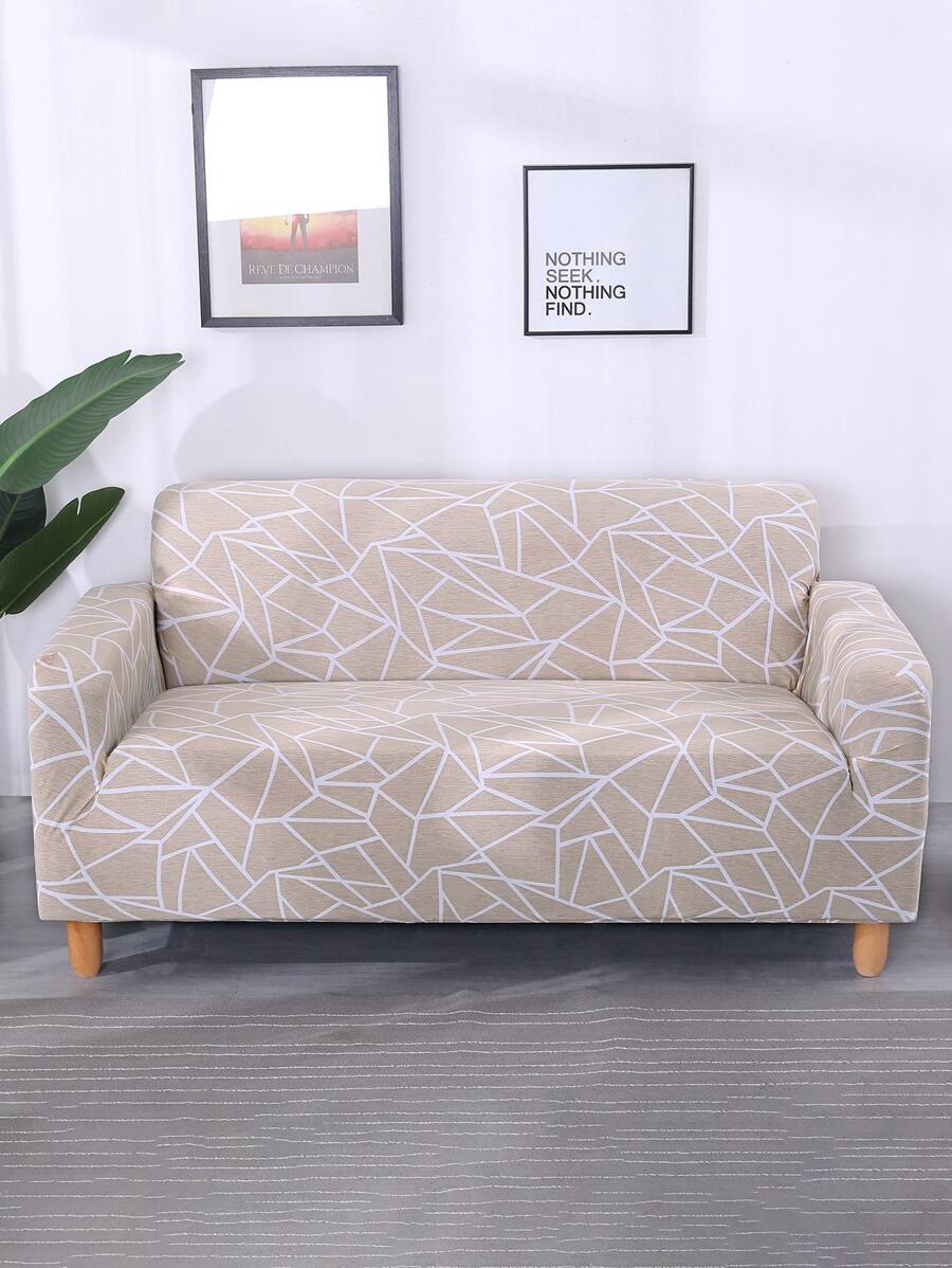 1pc Geometric Pattern Sofa Slipcover, Modern Polyester Stretch Sofa ...