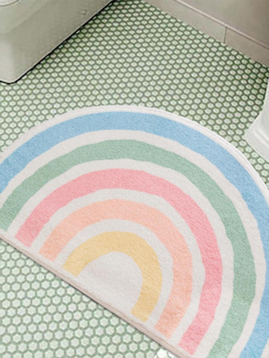 1pc Rainbow Pattern Anti-slip Rug, Cute Semicircle Floor Mat For ...