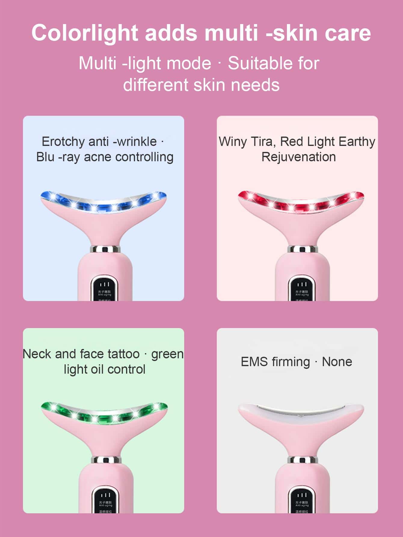 Facial And Neck Skin Rejuvenation Beauty Device Based On Triple Action ...