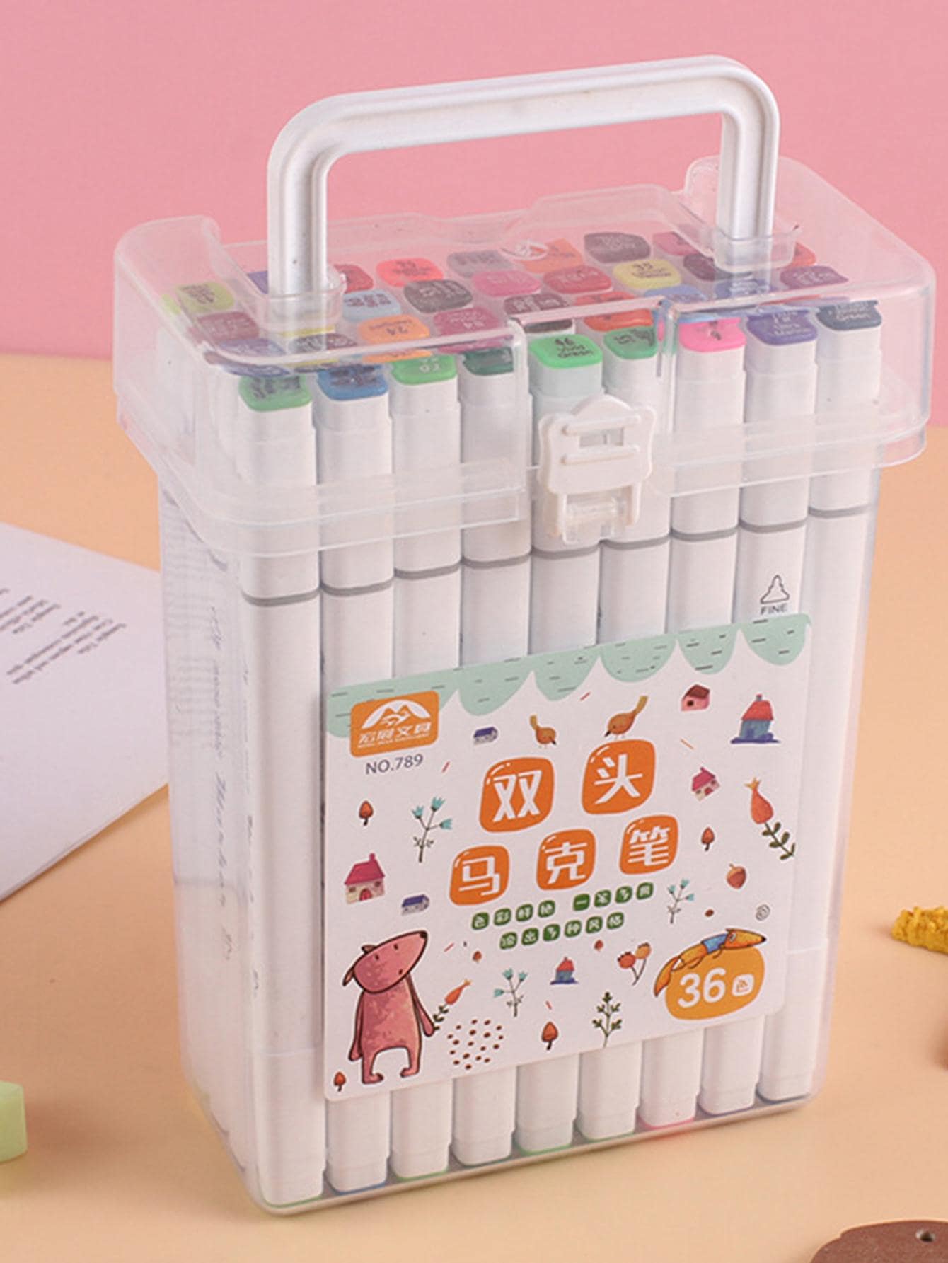 1box Mixed Color Marker Pen, Simple Double Head Marker For Student ...