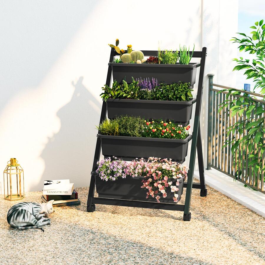 FLEXIMOUNTS 4-Tiers Freestanding Vertical Raised Garden Bed Elevated ...