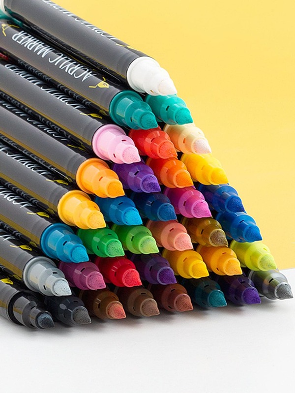 36pcs/set Mixed Color Marker Pen, Simple Double Head Drawing Marker For ...