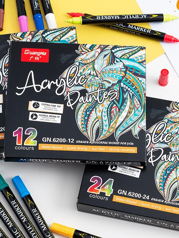 36pcs/set Mixed Color Marker Pen, Simple Double Head Drawing Marker For ...