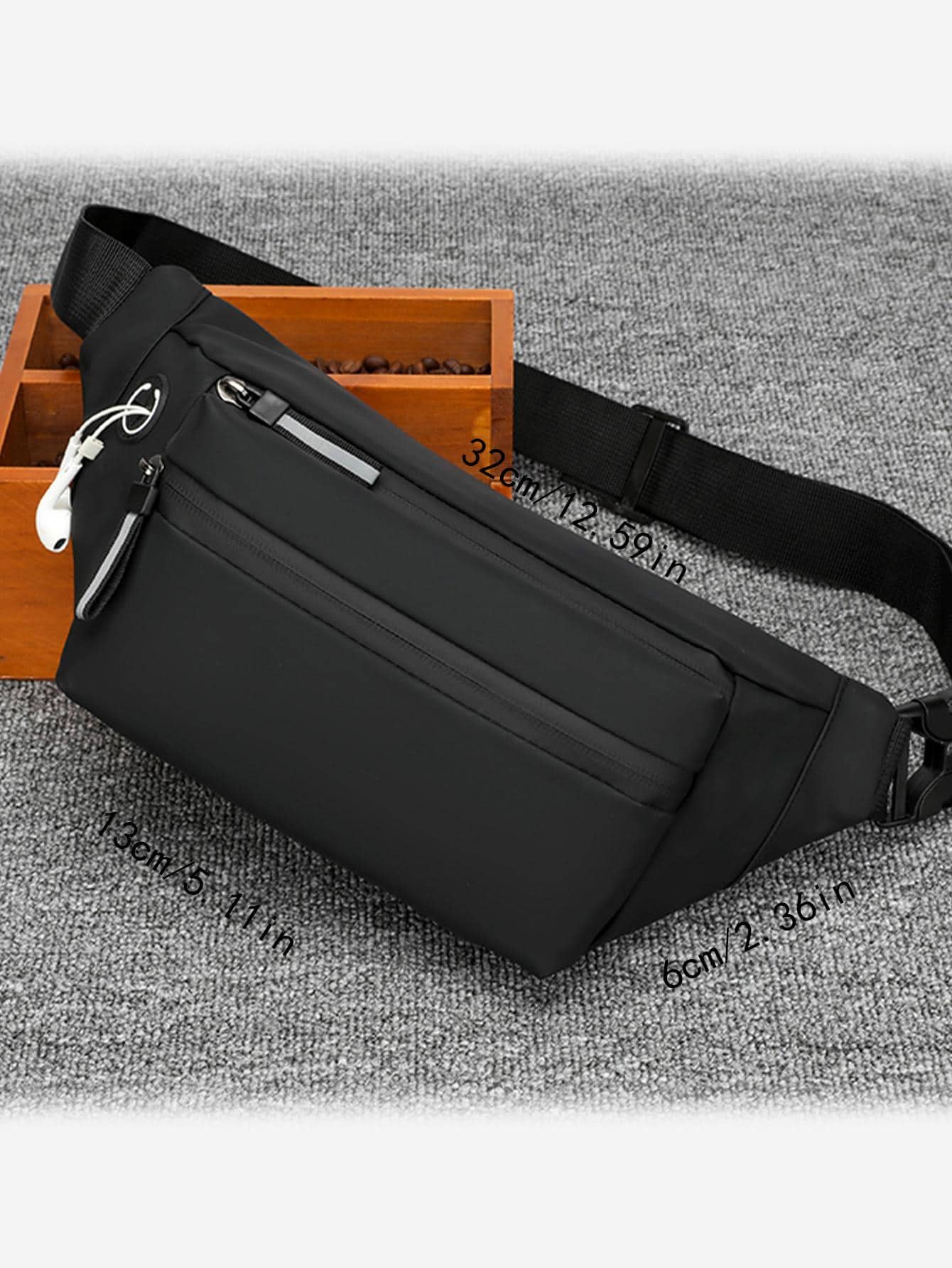 Multi Compartment & Zipper Simple And Fashionable Waterproof Chest Bag ...