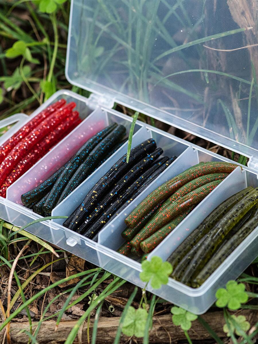 50pcs Wacky Worm Fishing Lure Kit Tear Resistance Soft Fishing Plastic ...