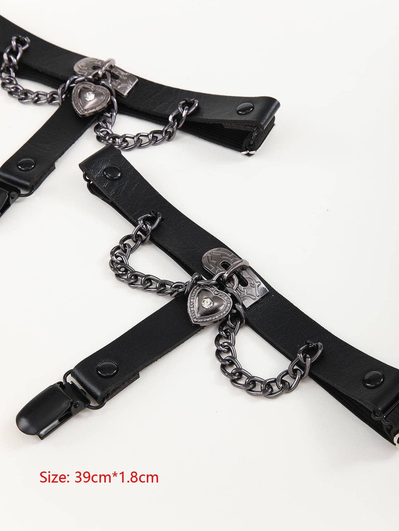 1pc Funky Black Chain & Heart Decor PU Thigh Chain For Women For Theme ...