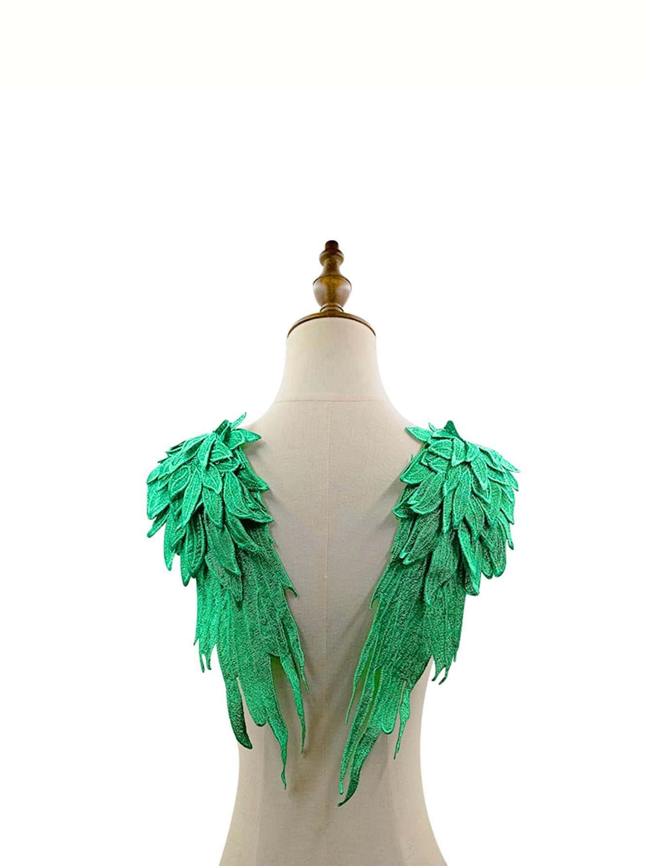 1pc Wing Design DIY Decoration, Green Polyester Cloth Trim For DIY ...