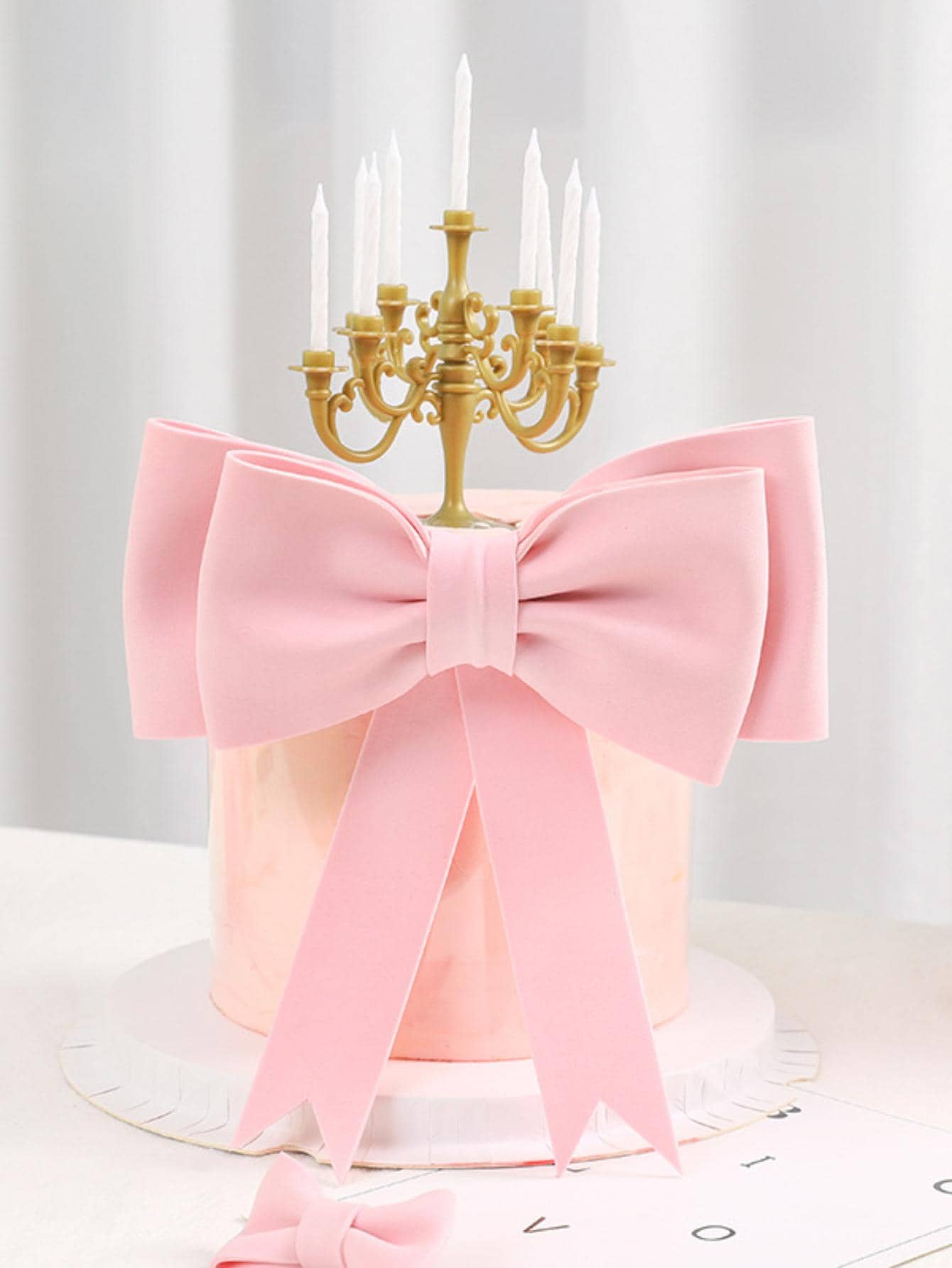 1pc Bow Decor Cake Topper, Pink EVA Cute Cake Decoration For Party ...