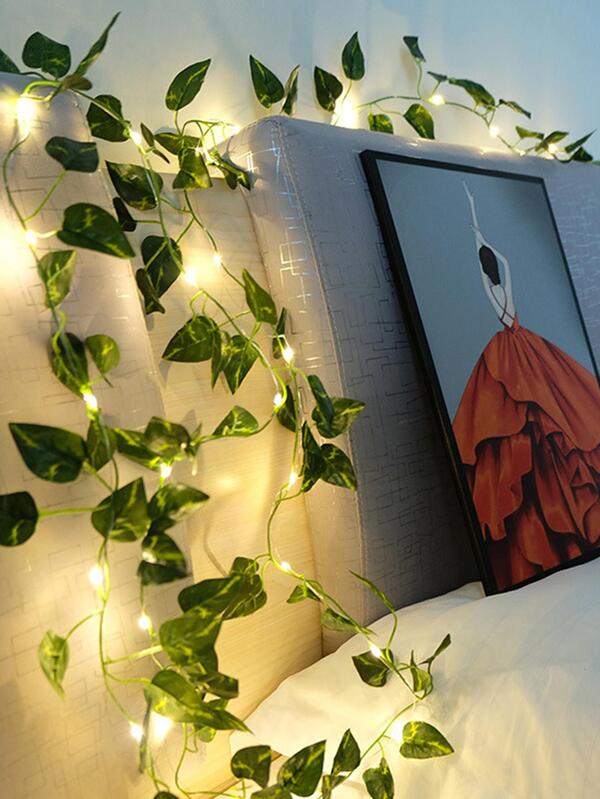 1pc 2m 20 Led Plastic String Light, Cottagecore Leaf Decor Extendable ...