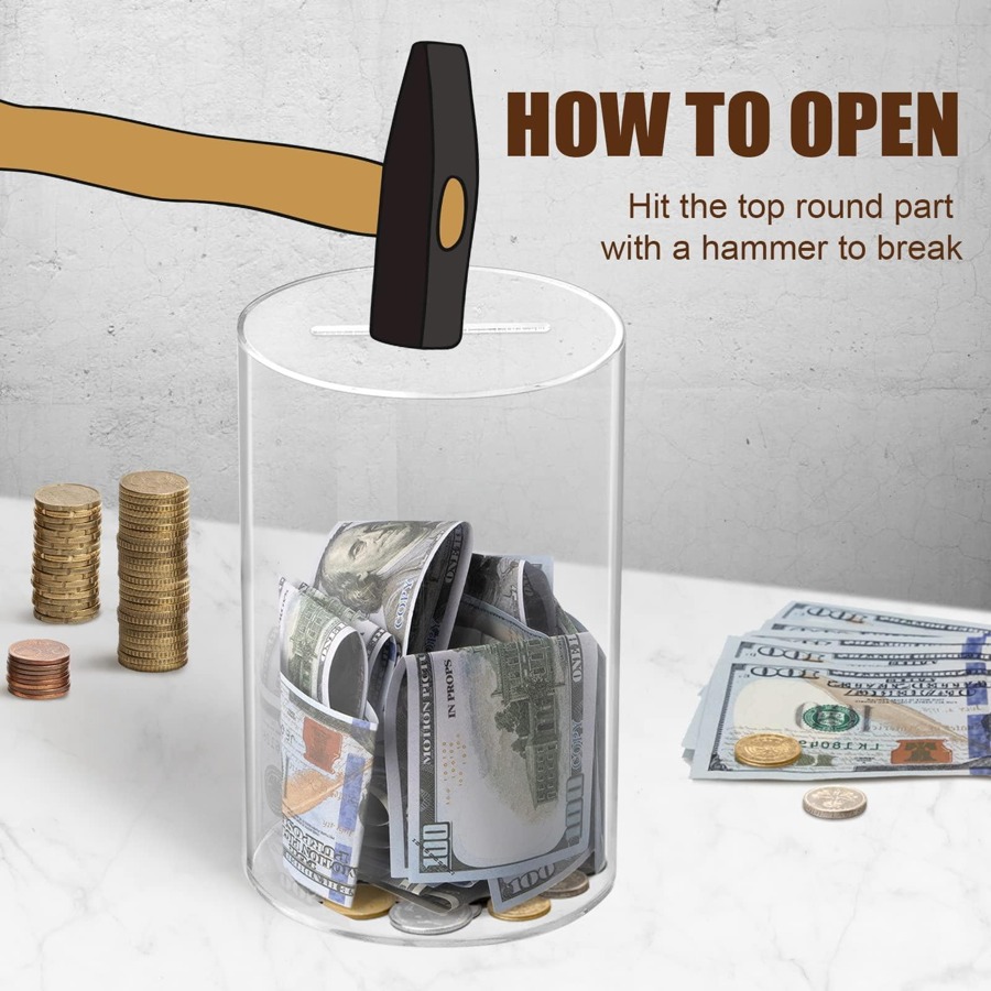 Clear Piggy Bank For Adults Teenagers, Acrylic Piggy Bank For Boys ...