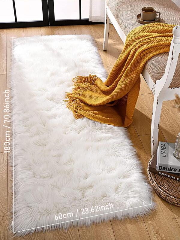 1pc Plain Color Fluffy Rug, Modern Polyester Non-slip Floor Carpet For ...