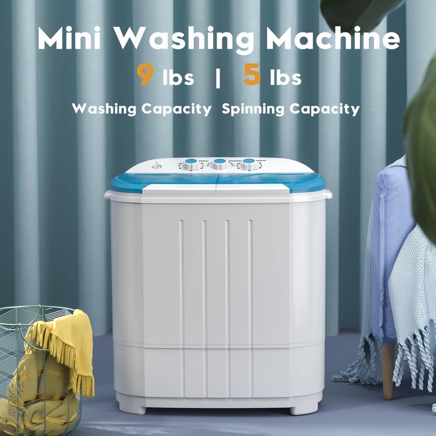 Portable Washing Machine, 14 Lbs Mini Twin Tub Washer Compact Laundry ...