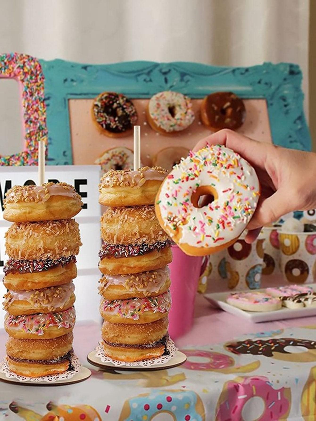 2pcs Wood Donut Storage Rack, Simple Reusable Donut Stand For Party ...