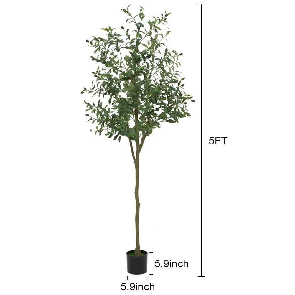 Artificial Olive Tree, 5Ft Faux Olive Tree, Tall Artificial Tree Indoor ...