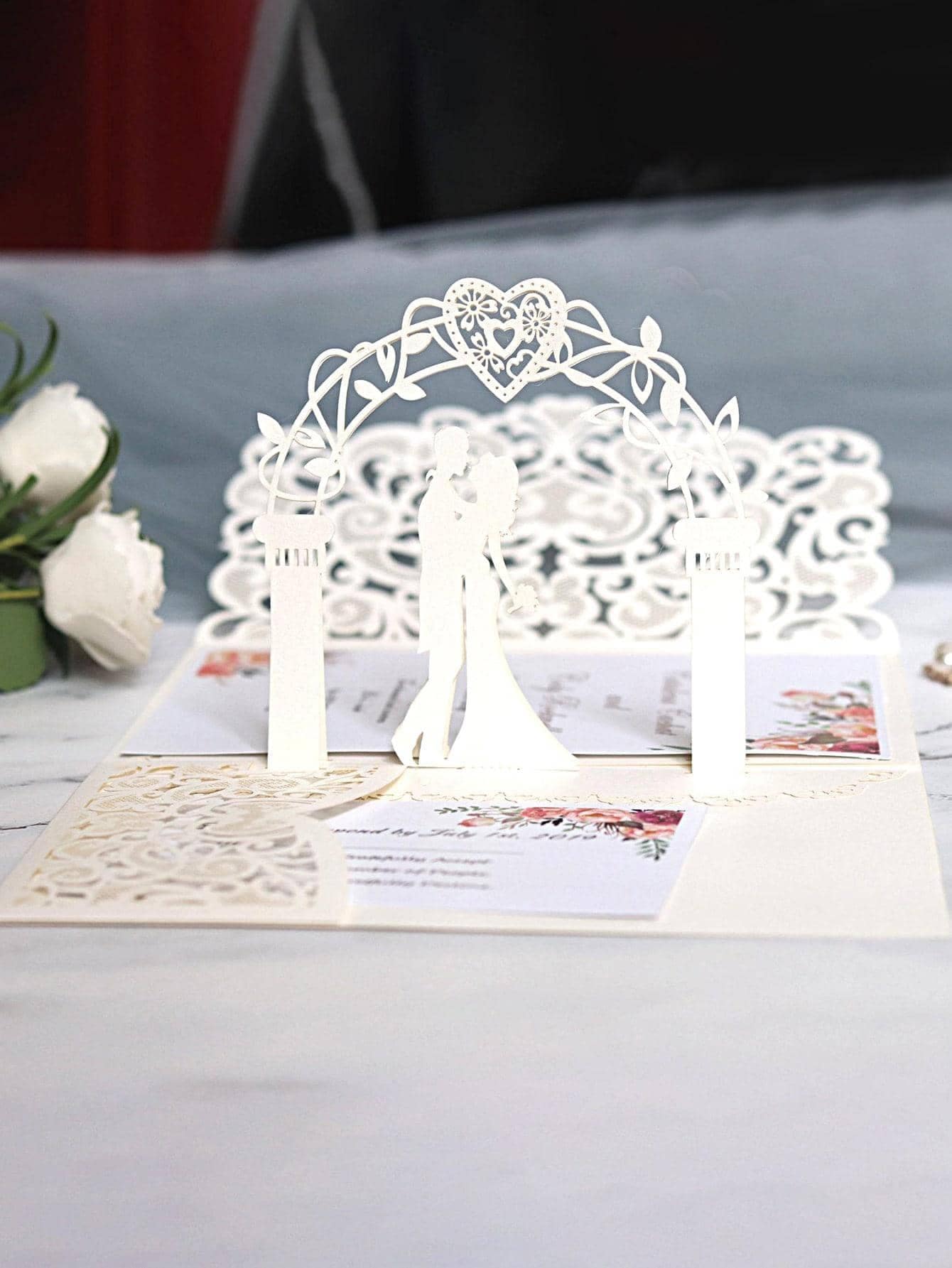 1set Heart-shaped Invitation Card With 1 Outer Cover, 1 Blank Inner ...