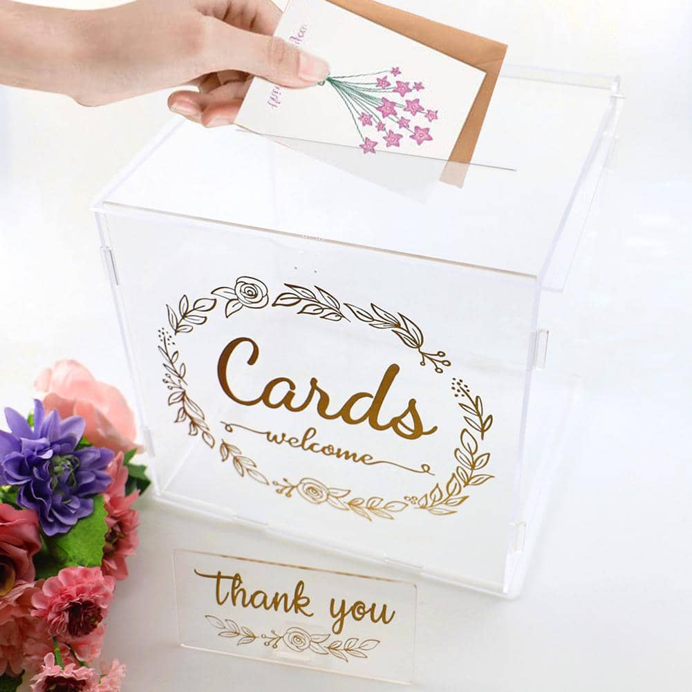 Wedding Card Box for Wedding Reception, Clear Card Boxes with Lock ...