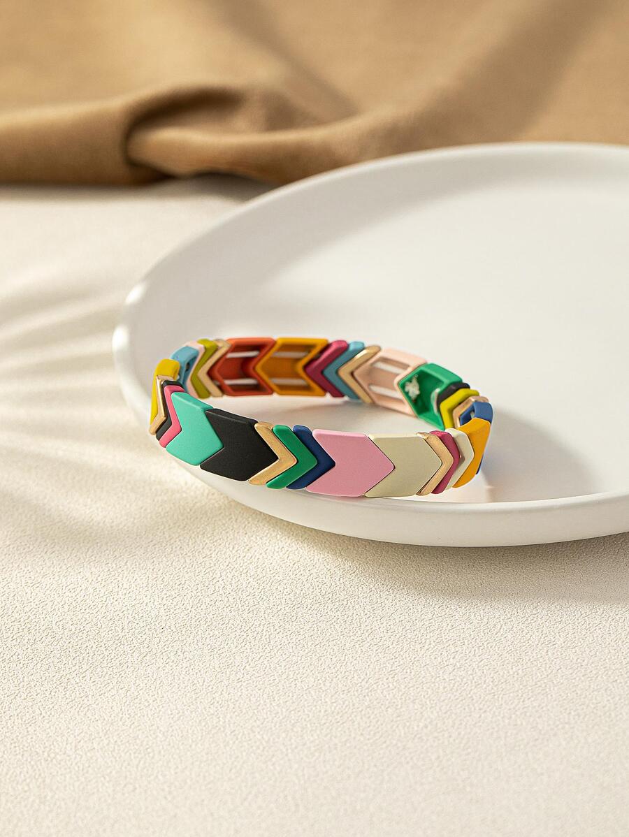 Color Block Beaded Bracelet | SHEIN USA