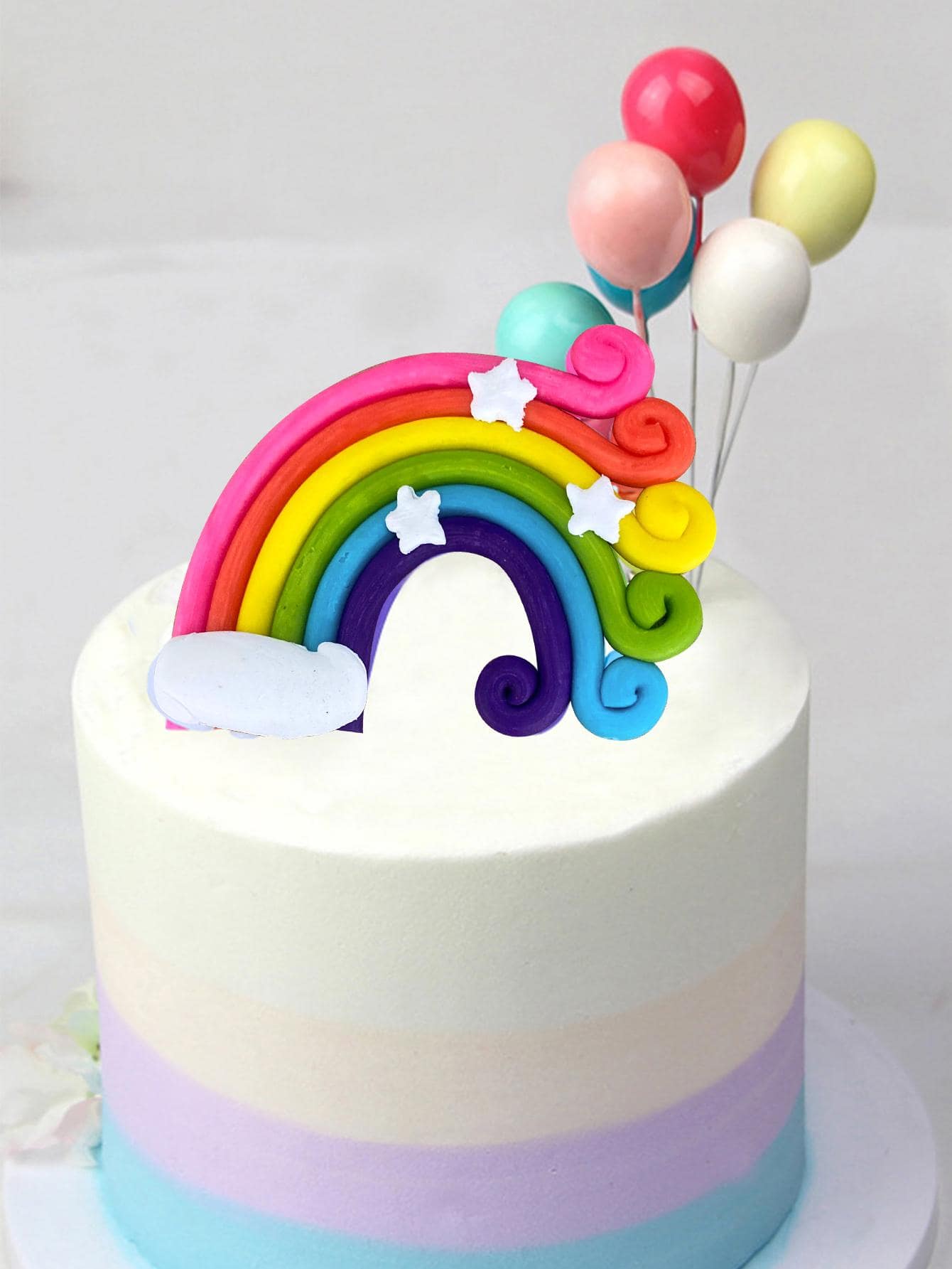 1pc Rainbow Design Cake Topper, Colorful Cute Plastic Cake Top ...