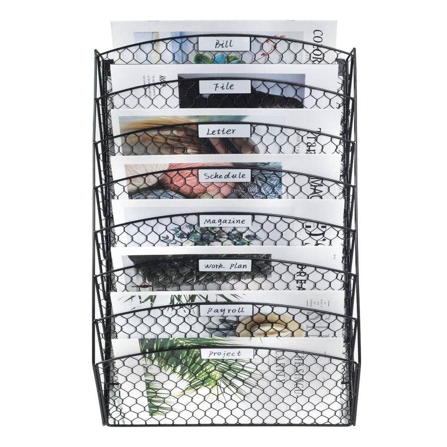 Office Wall Organizer Metal Chicken Wire Hanging File Holder Paper Mail ...
