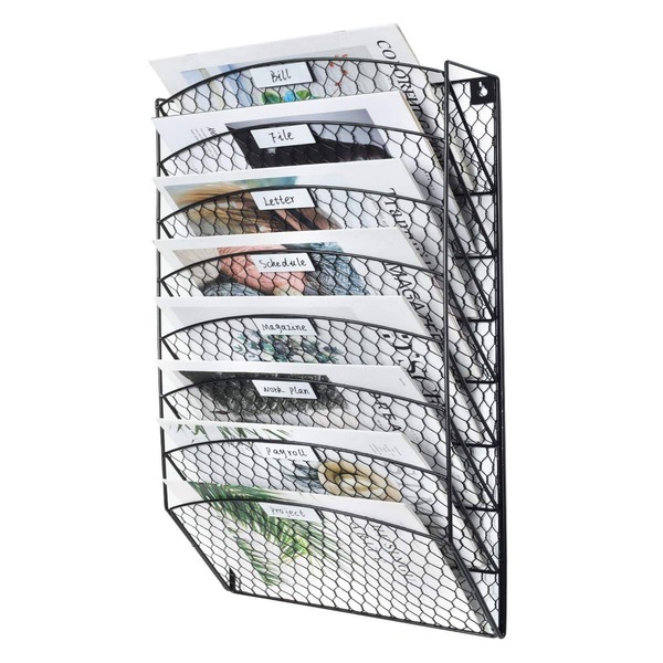 Office Wall Organizer Metal Chicken Wire Hanging File Holder Paper Mail ...