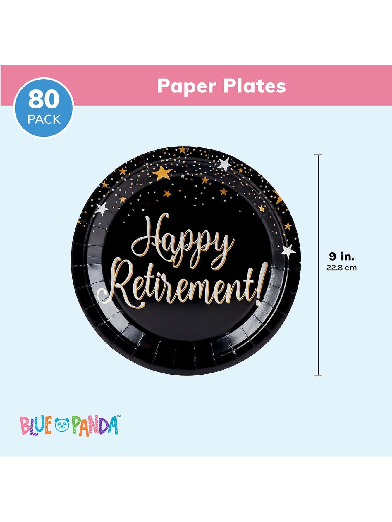 80 Pack Happy Retirement Paper Plates for Party Supplies, Star Design ...