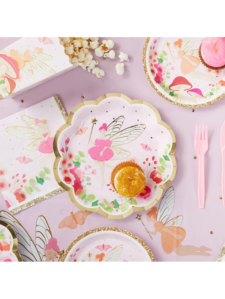 Sparkle and Bash Fairy Tea Party Paper Plates for Girls Floral Birthday ...