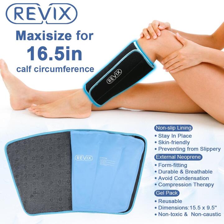 REVIX Calf and Shin Gel Ice Packs for Injuries Reusable Leg Cold Pack ...