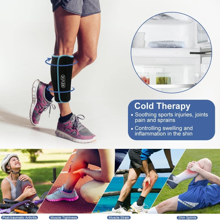 REVIX Calf and Shin Gel Ice Packs for Injuries Reusable Leg Cold Pack ...