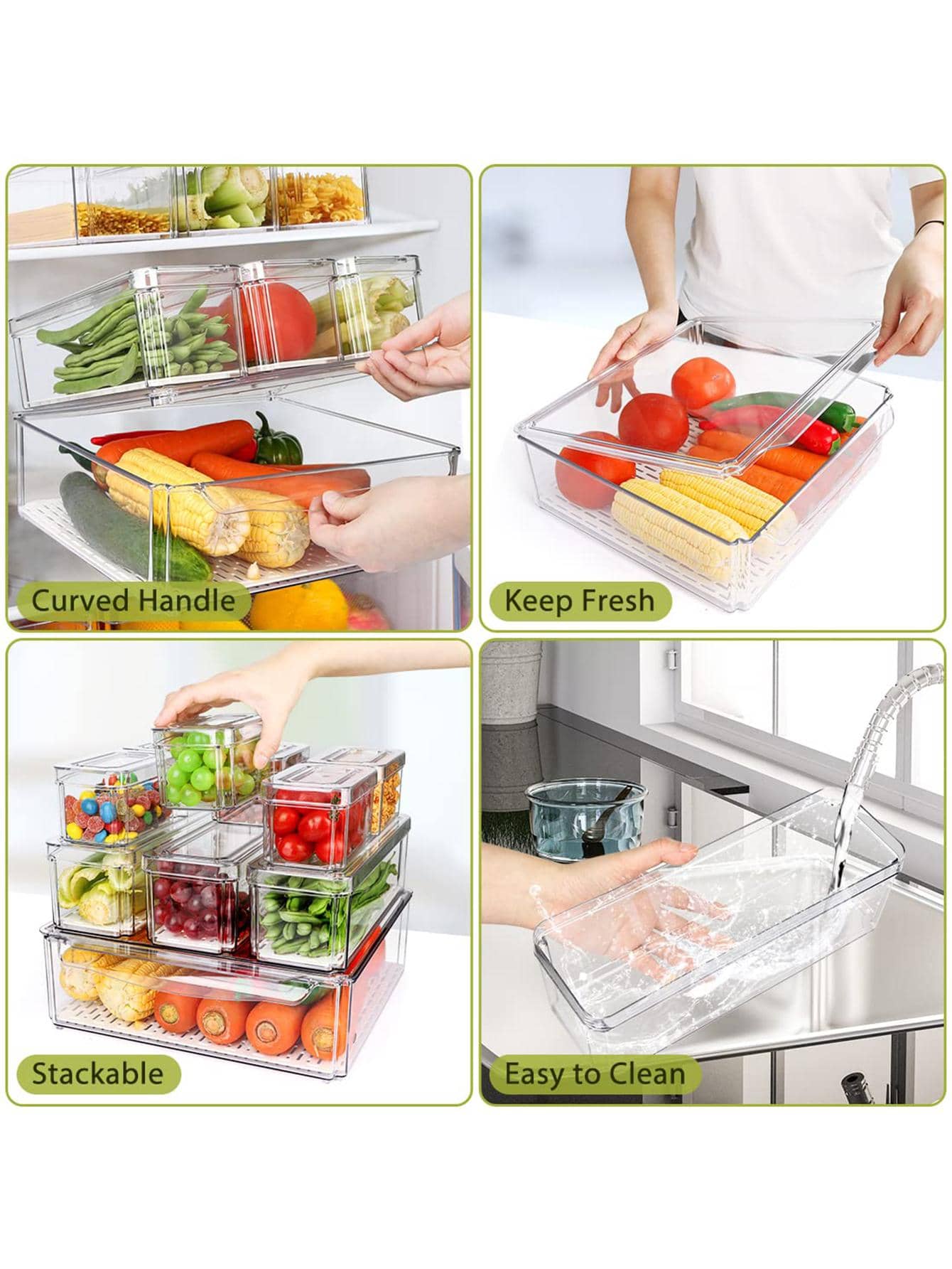 10 Pack Refrigerator Pantry Organizer Bins, Stackable Fridge Organizer ...