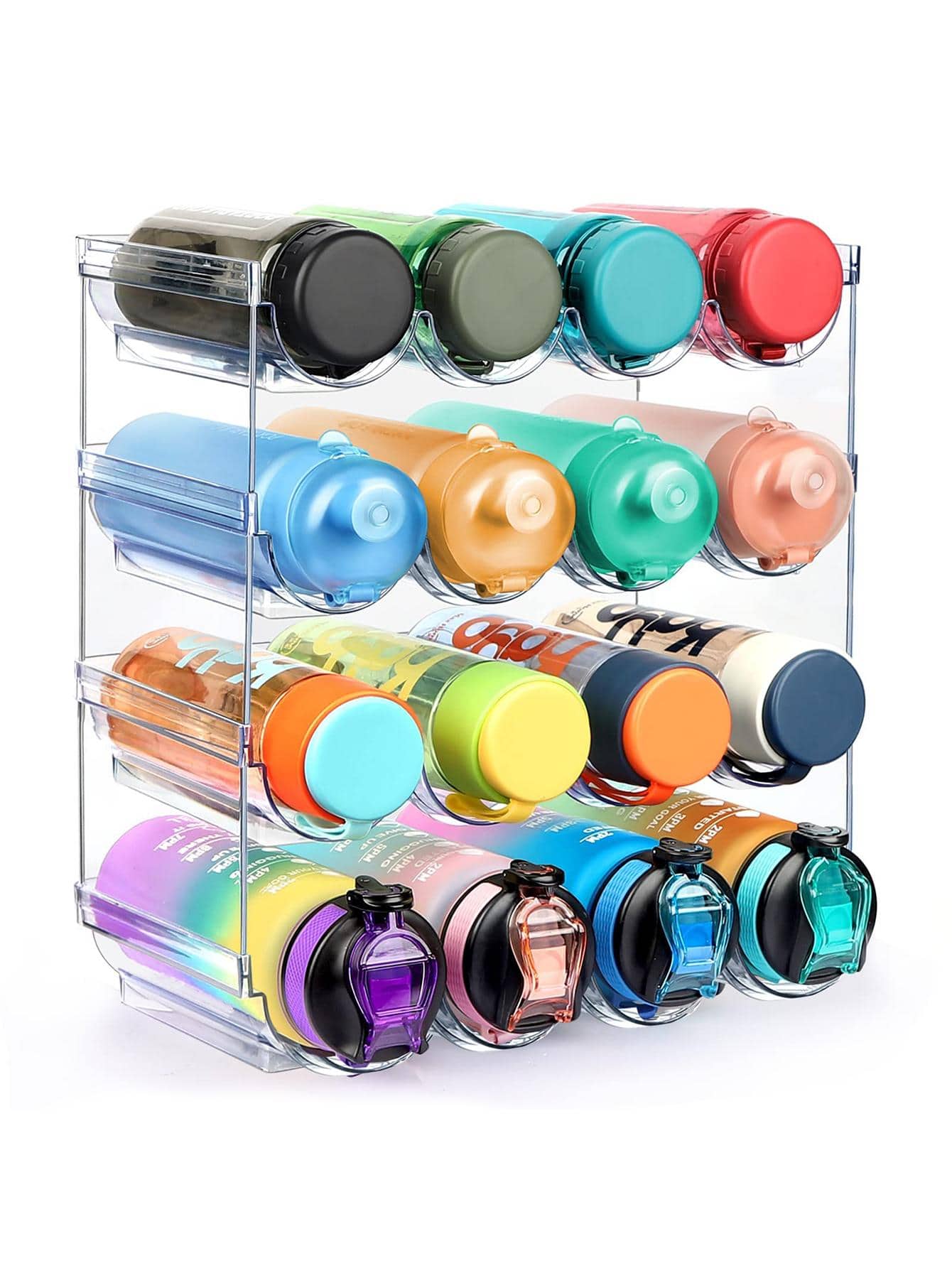 Water Bottle Organizer, 4 Packs Stackable Plastic Water Bottle Cup ...