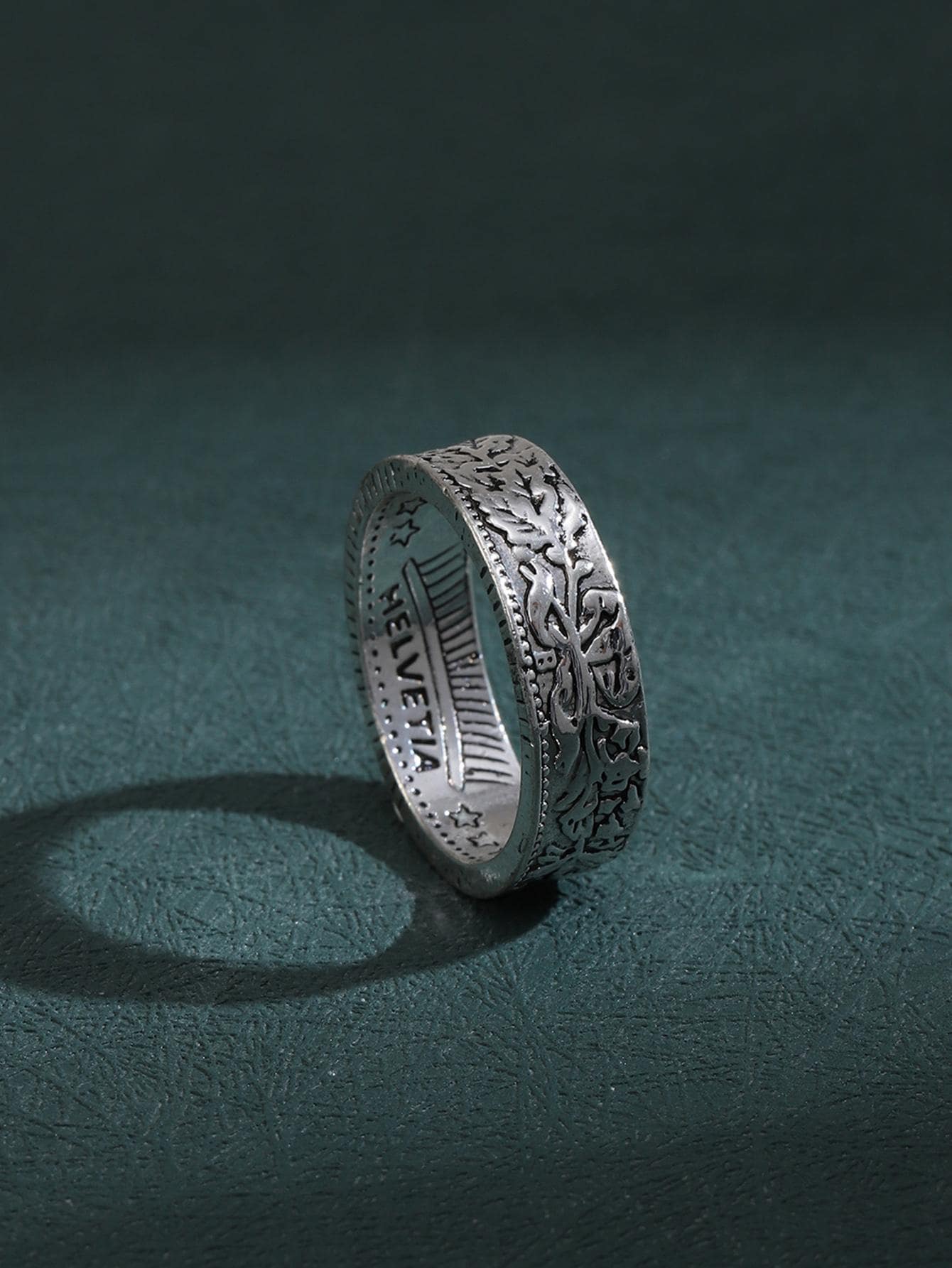 1 Stück Vintage, Zinklegierung, Blatt strukturiert Ring Für Männer Für ...