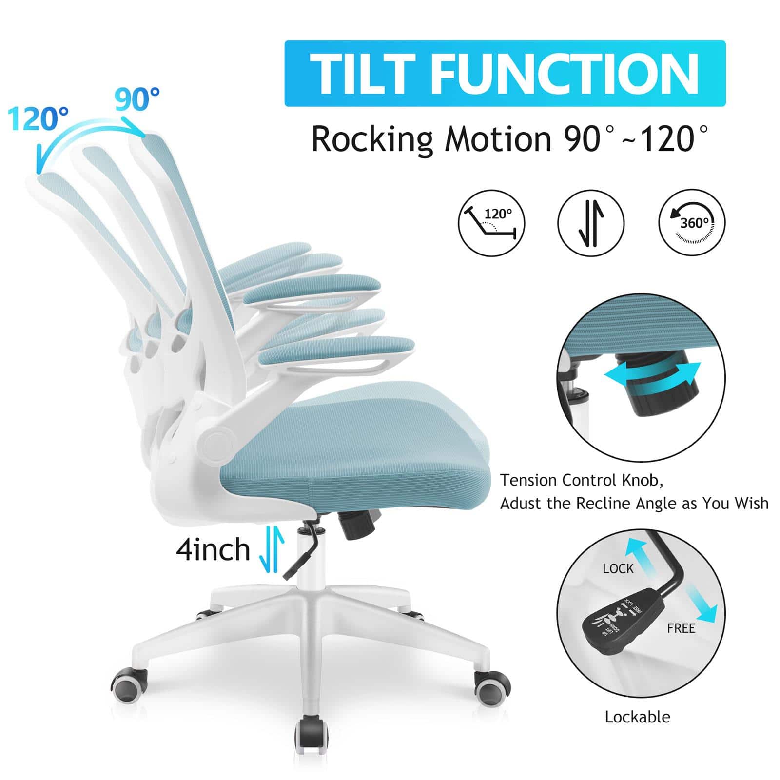 Primy Ergonomic Office Chair, Breathable Mesh Desk Chair, Lumbar Support Computer Chair with ...