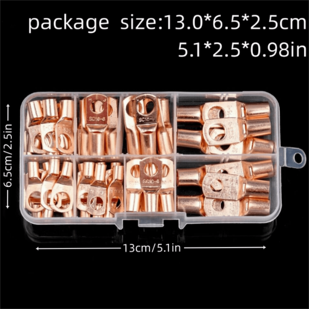 60pcs/set SC6-25 Electrical Wire Lug Connector Ring Copper Connectors ...