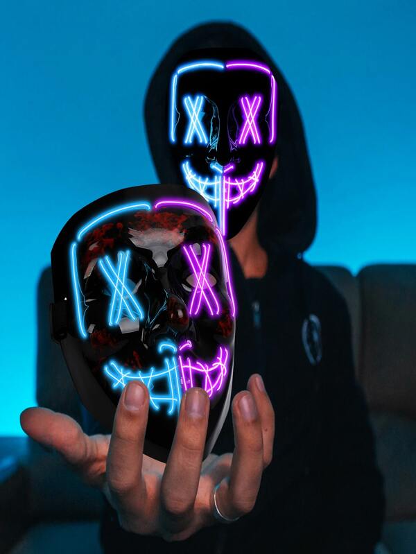 Halloween Led Mask Light Up Scary Mask and skeleton Gloves Purge Mask ...