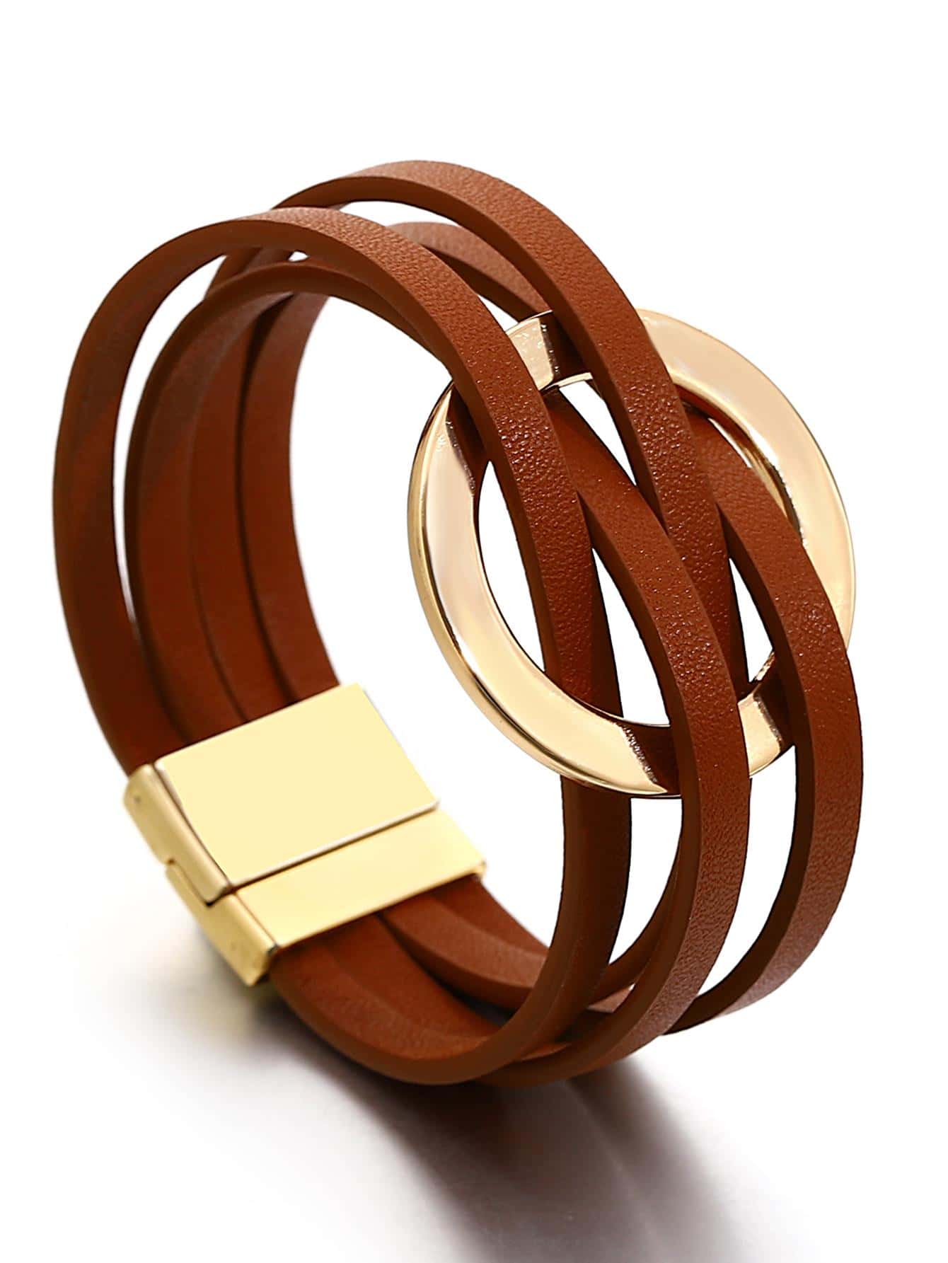 1pc Minimalist Buckle Crossover Leather Bracelet For Women - Stylish ...