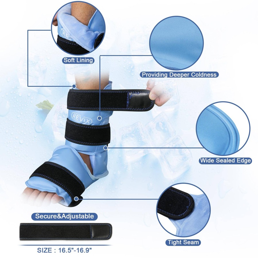 REVIX Ankle Ice Pack Wrap for Foot Pain Relief and Feet Injuries ...