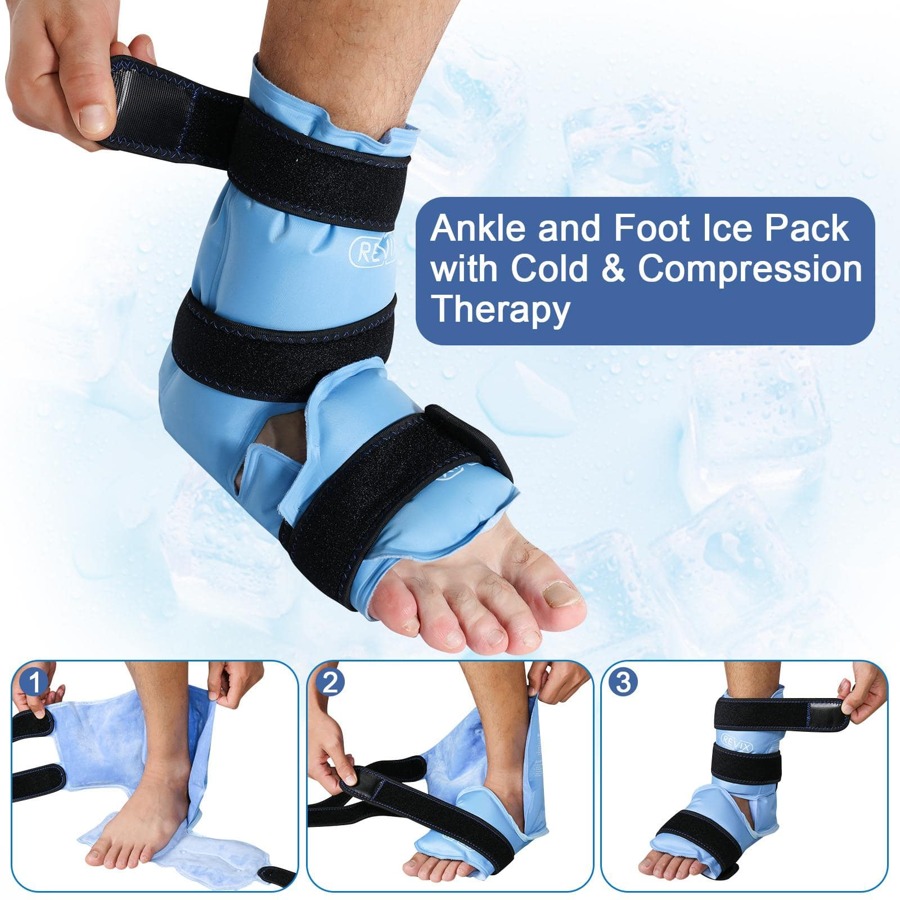 REVIX Ankle Ice Pack Wrap for Foot Pain Relief and Feet Injuries ...