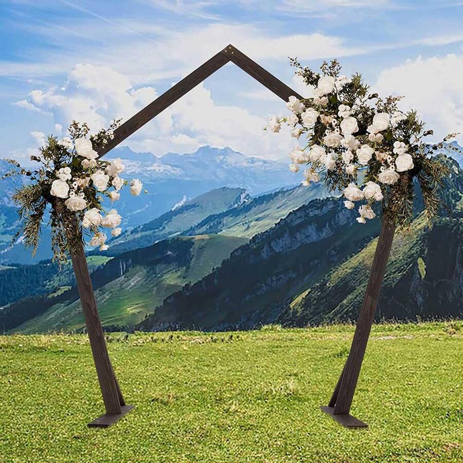 Wooden Wedding Arch, 6.6FT Triangle Wedding Arches for Ceremony, Indoor ...
