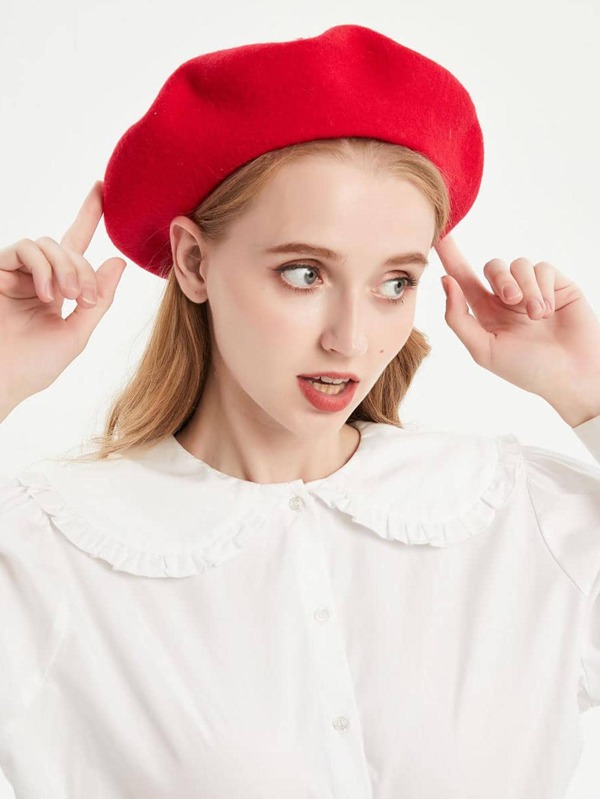 Boina con diseño de seta de lana | Moda de Mujer | SHEIN México