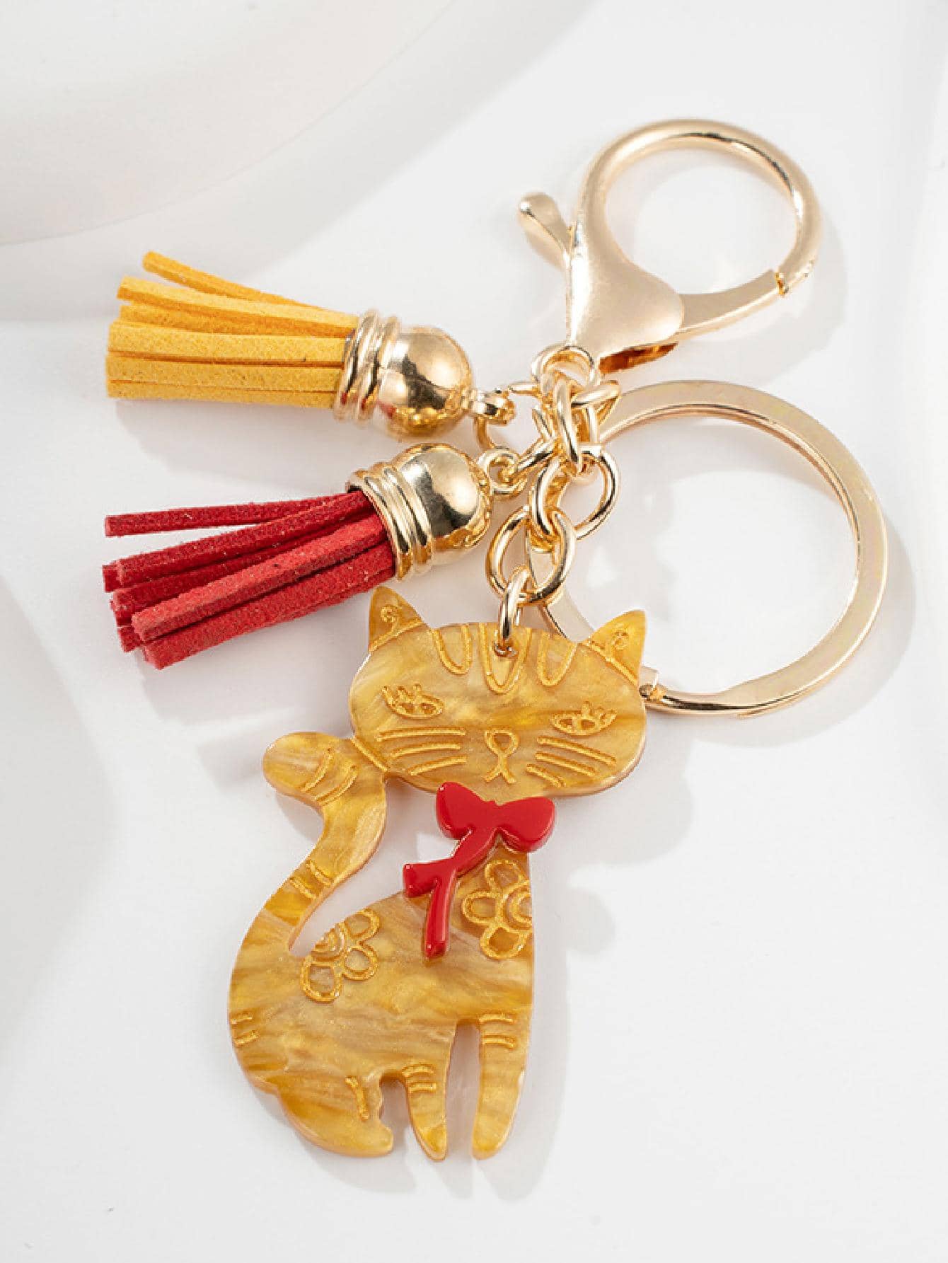 Cat & Tassel Charm Keychain | SHEIN USA