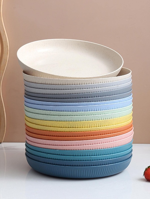 2pcs/set PP Dinner Plate, Minimalist Solid Round Plate For Home | SHEIN USA