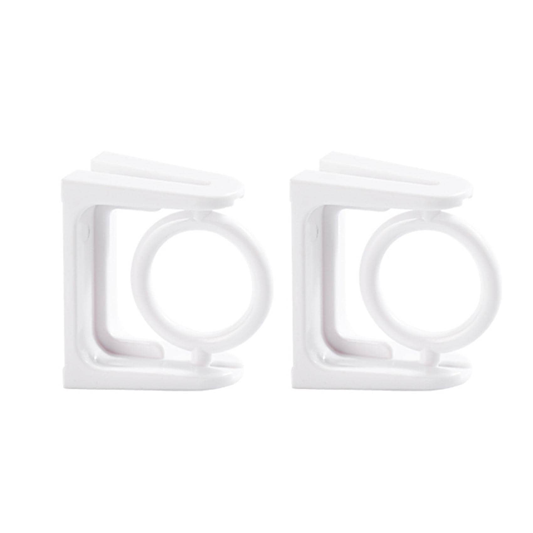 2pcs White 360° Rotating Ring Curtain Rod Brackets No Drilling ...