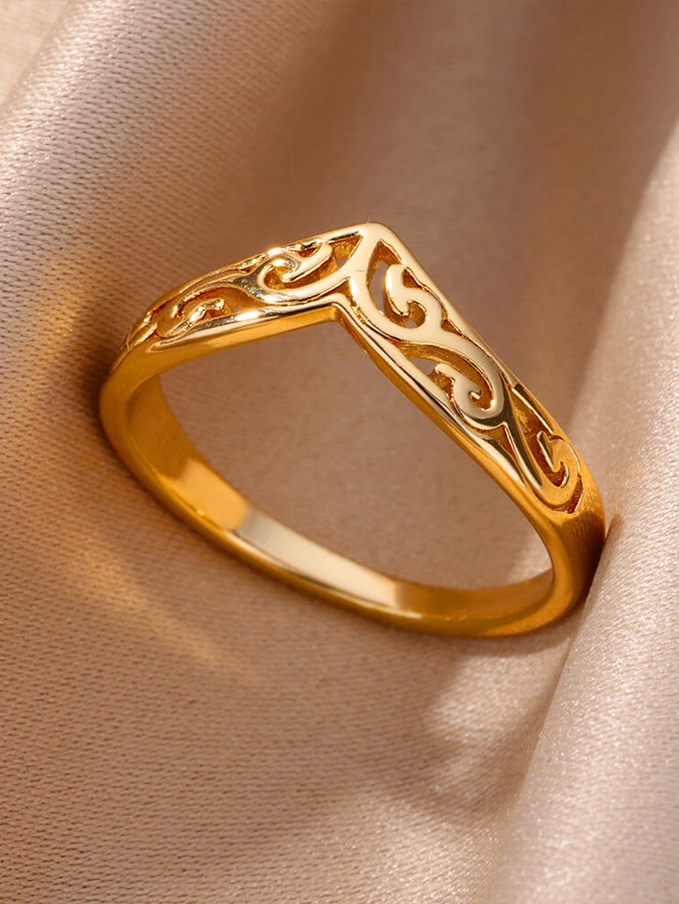 Textured Metal Design Ring | SHEIN USA