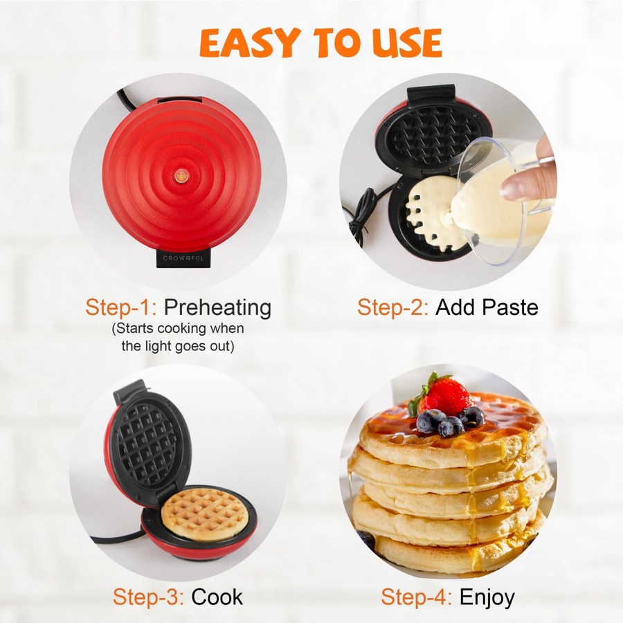 Mini Waffle Maker Machine, 4 Inch Chaffle Maker with Compact Design ...