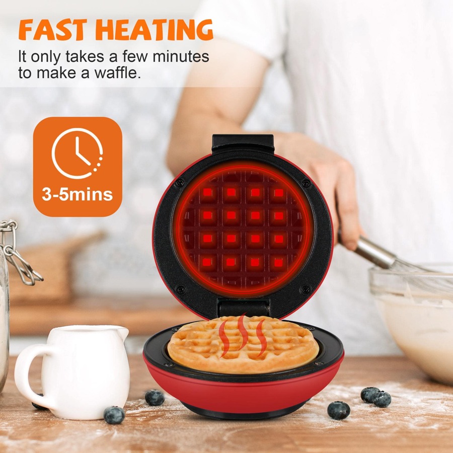 Mini Waffle Maker Machine, 4 Inch Chaffle Maker with Compact Design ...
